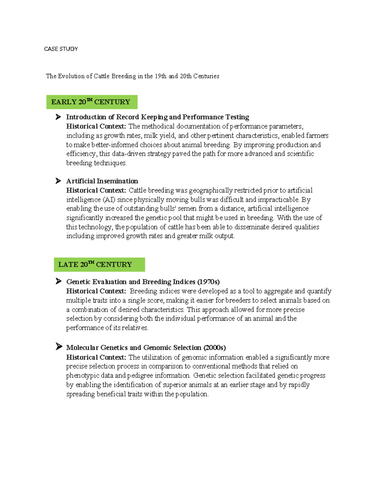 CASE Study - CASE STUDY The Evolution of Cattle Breeding in the 19th ...