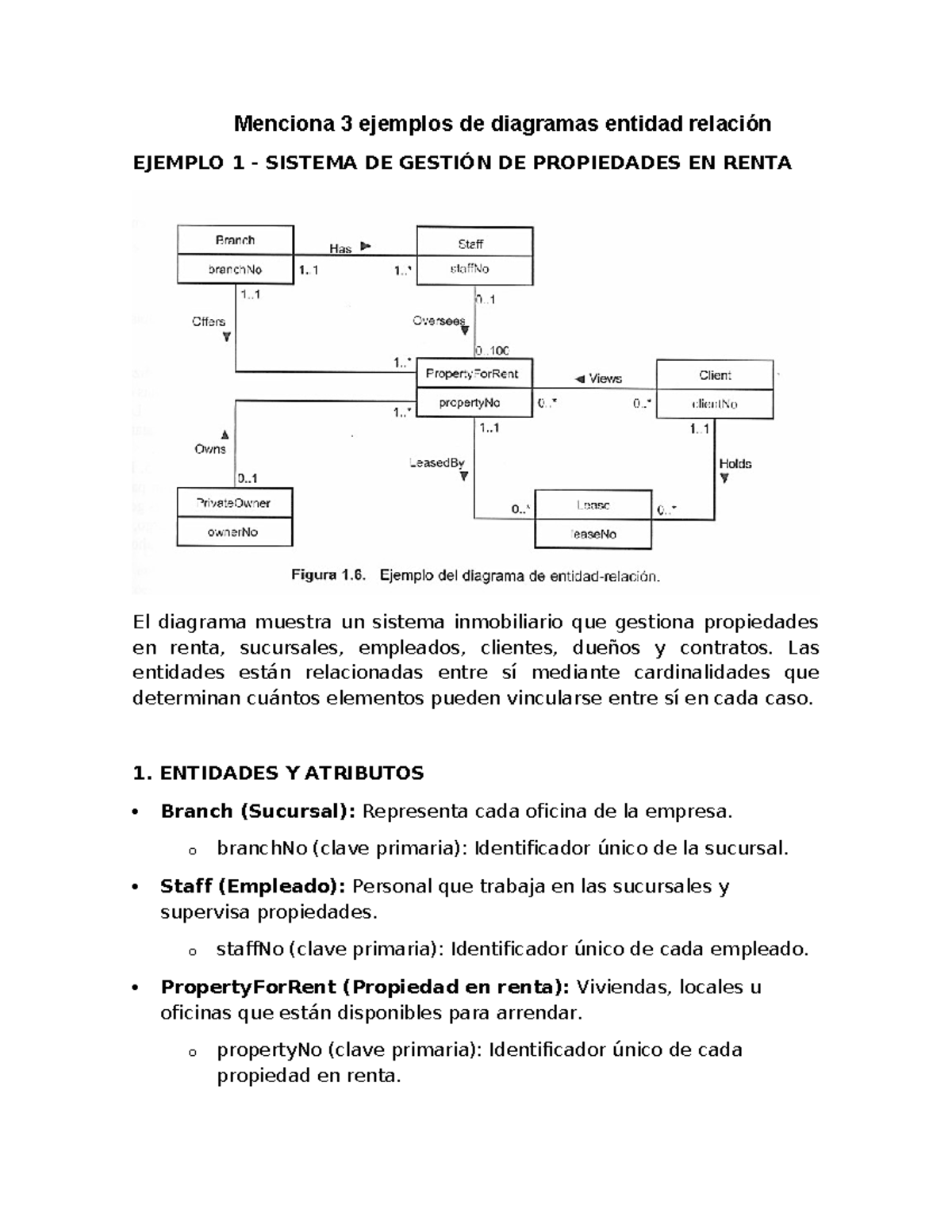 Ejemplos de Diagramas Entidad-Relación para Tarea ER 101 - Studocu