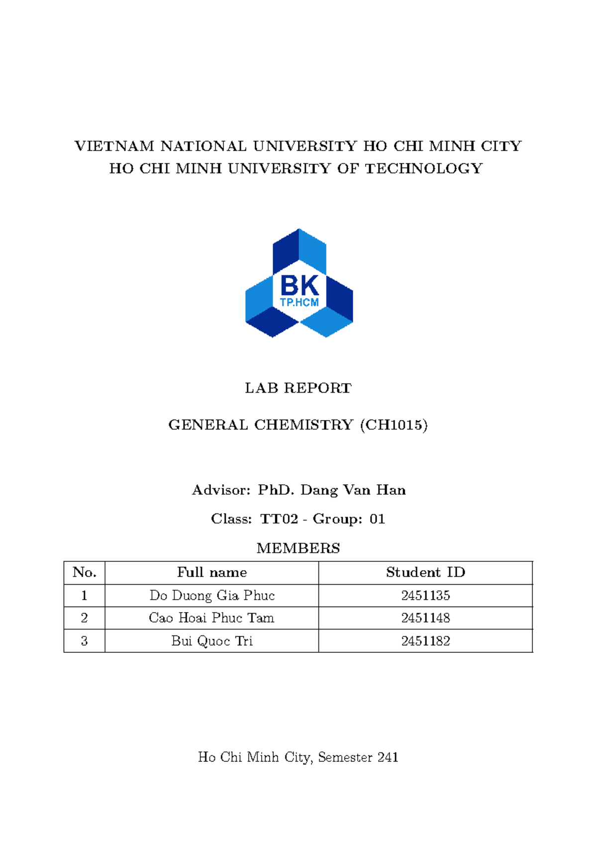 Chem Lab Report: General Chemistry (CH1015) - Heat of Reaction ...