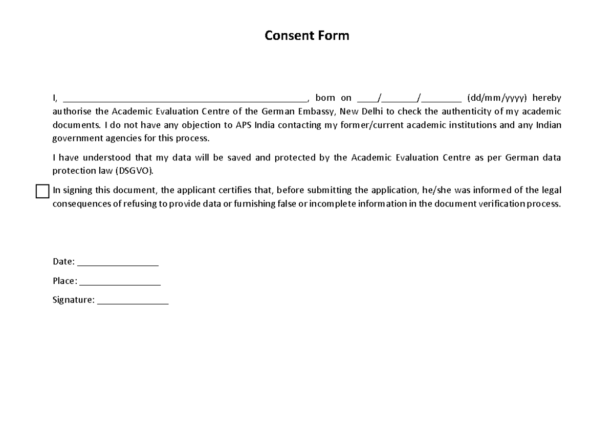 APS Student Authorisation Consent Form for Document Verification - Studocu