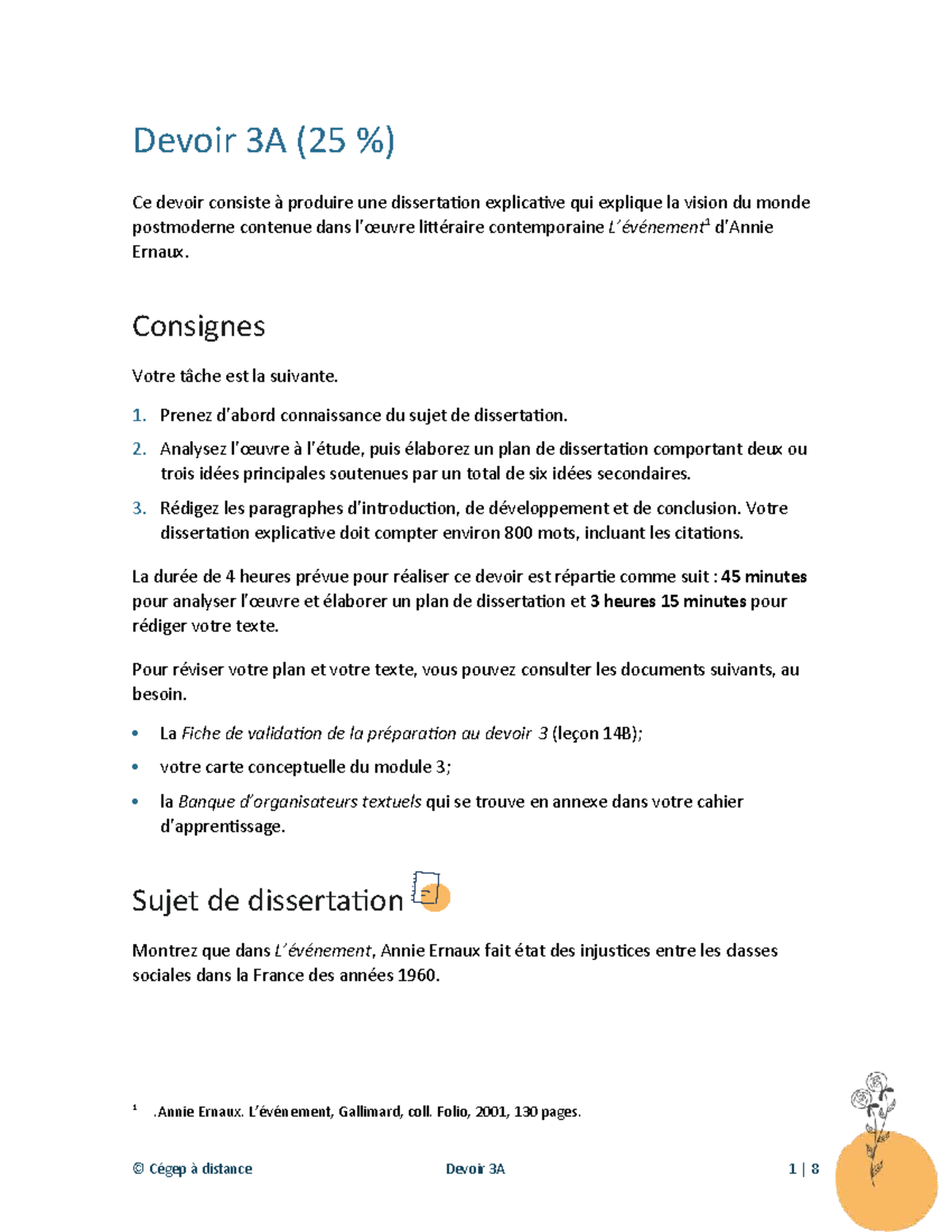 601-102-MQ Devoir 3A : Dissertation sur la Vision du Monde Postmoderne ...