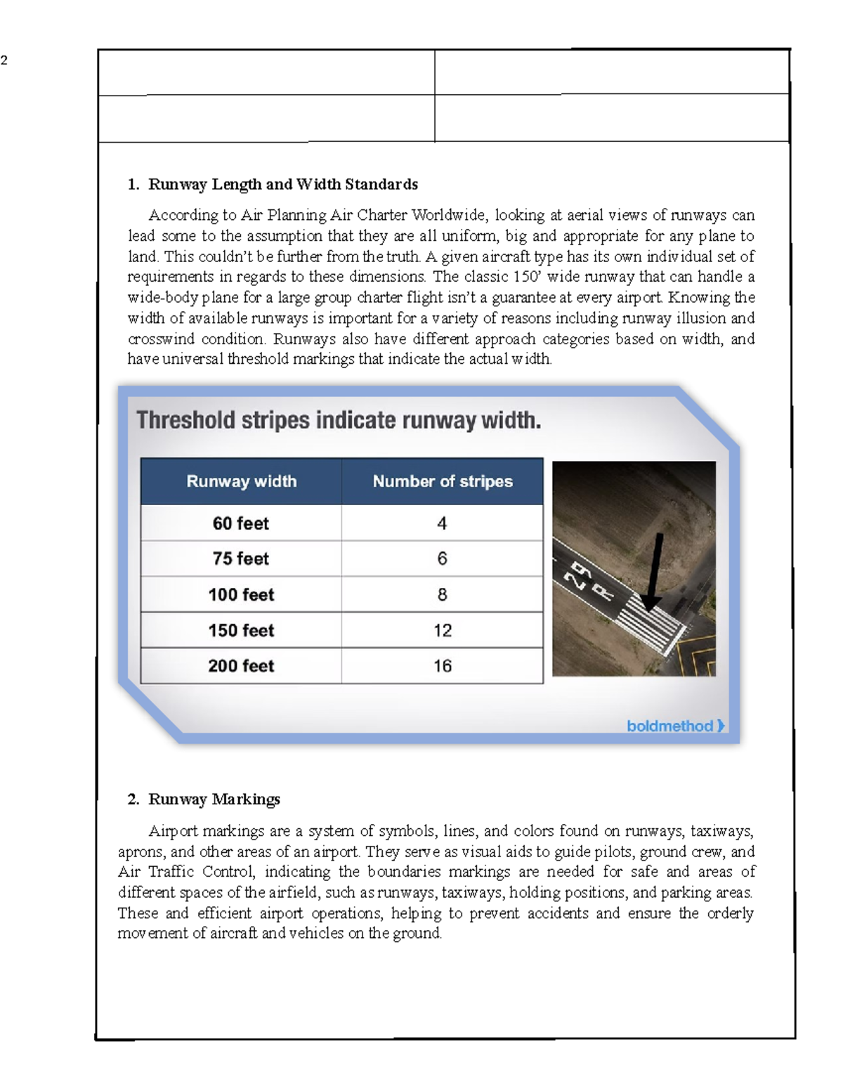 Runway Length and Width Standards: A Comprehensive Overview - Studocu