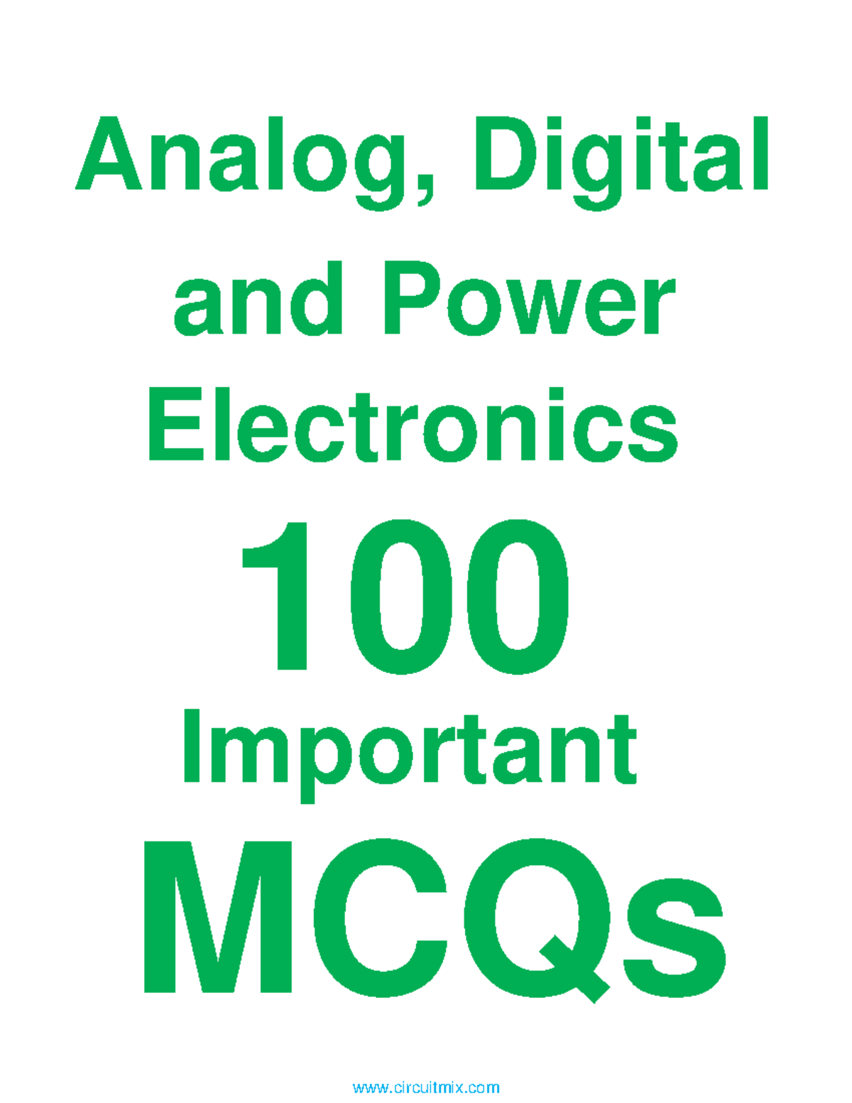Analog, Digital & Power Electronics: 100 Essential MCQs for Exam Review - Studocu