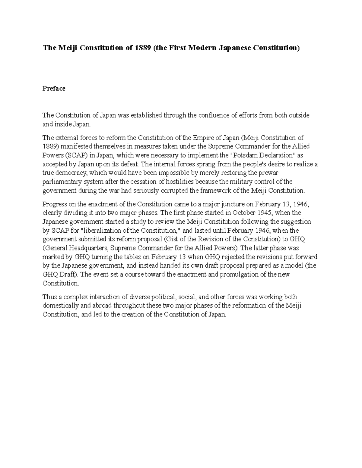 The Meiji Constitution of 1889: Evolution of Japan's Legal Framework ...