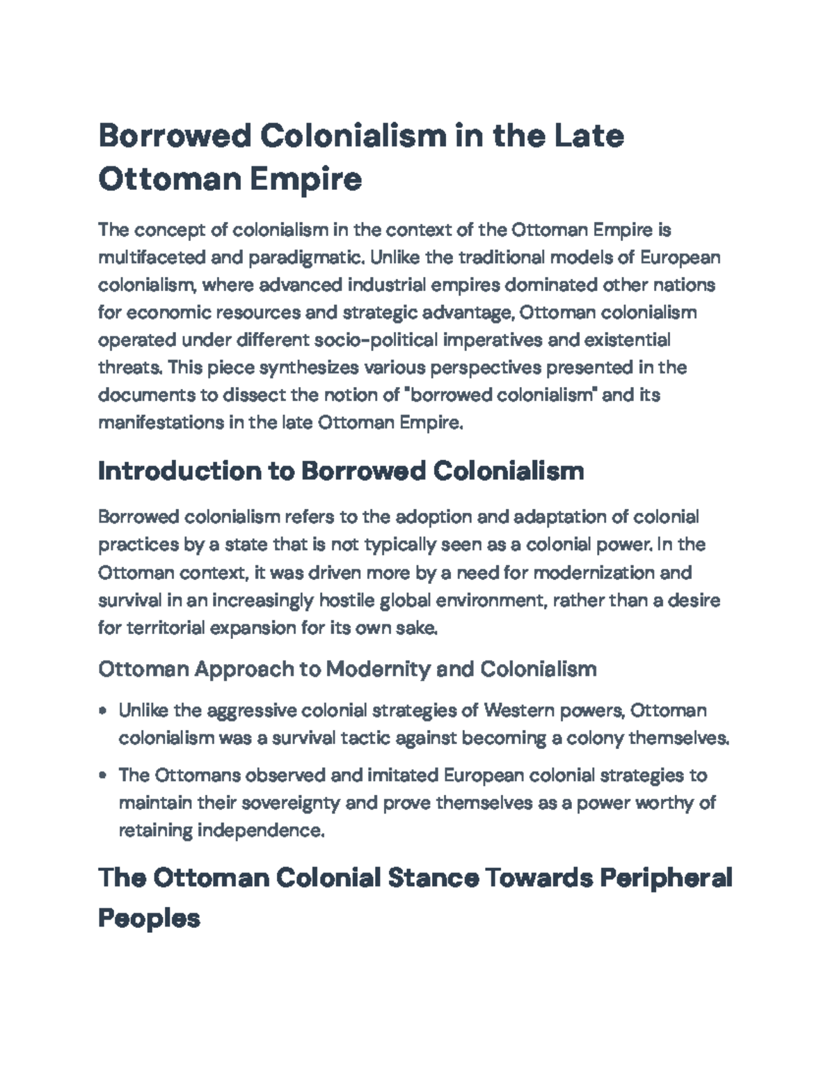Borrowed Colonialism in the Late Ottoman Empire: A Multifaceted ...