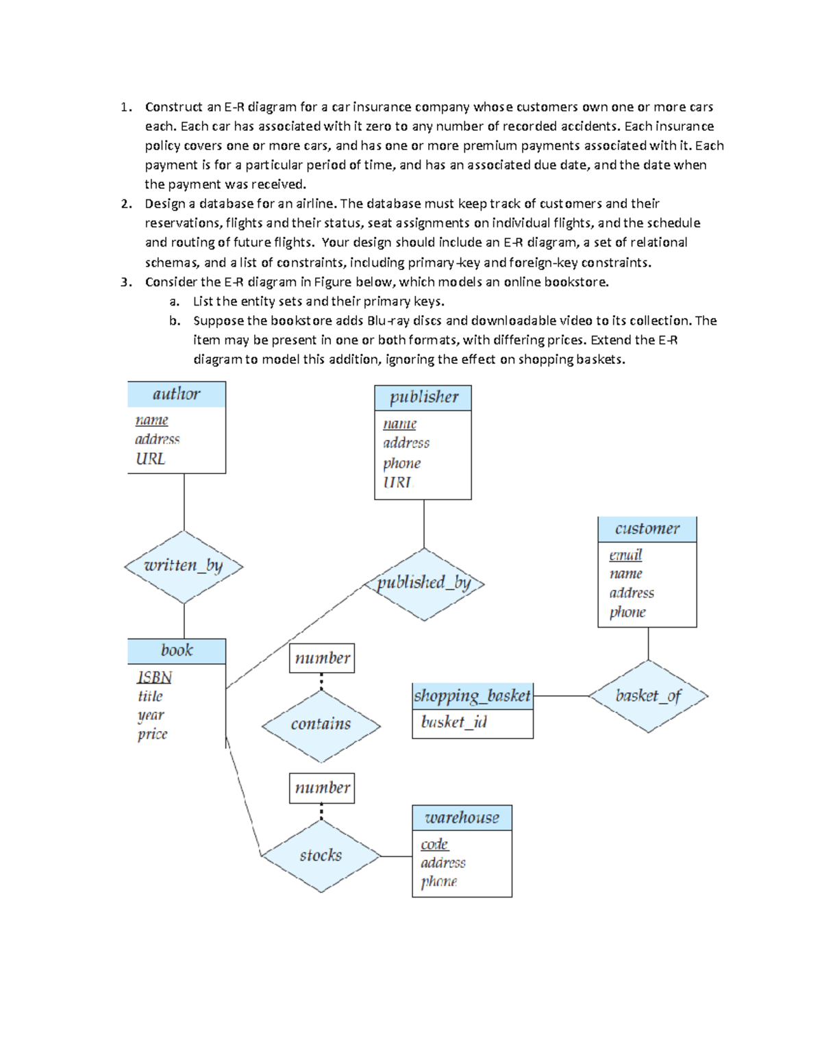 E-R Diagrams for Car Insurance & Airline Database Concepts - Studocu