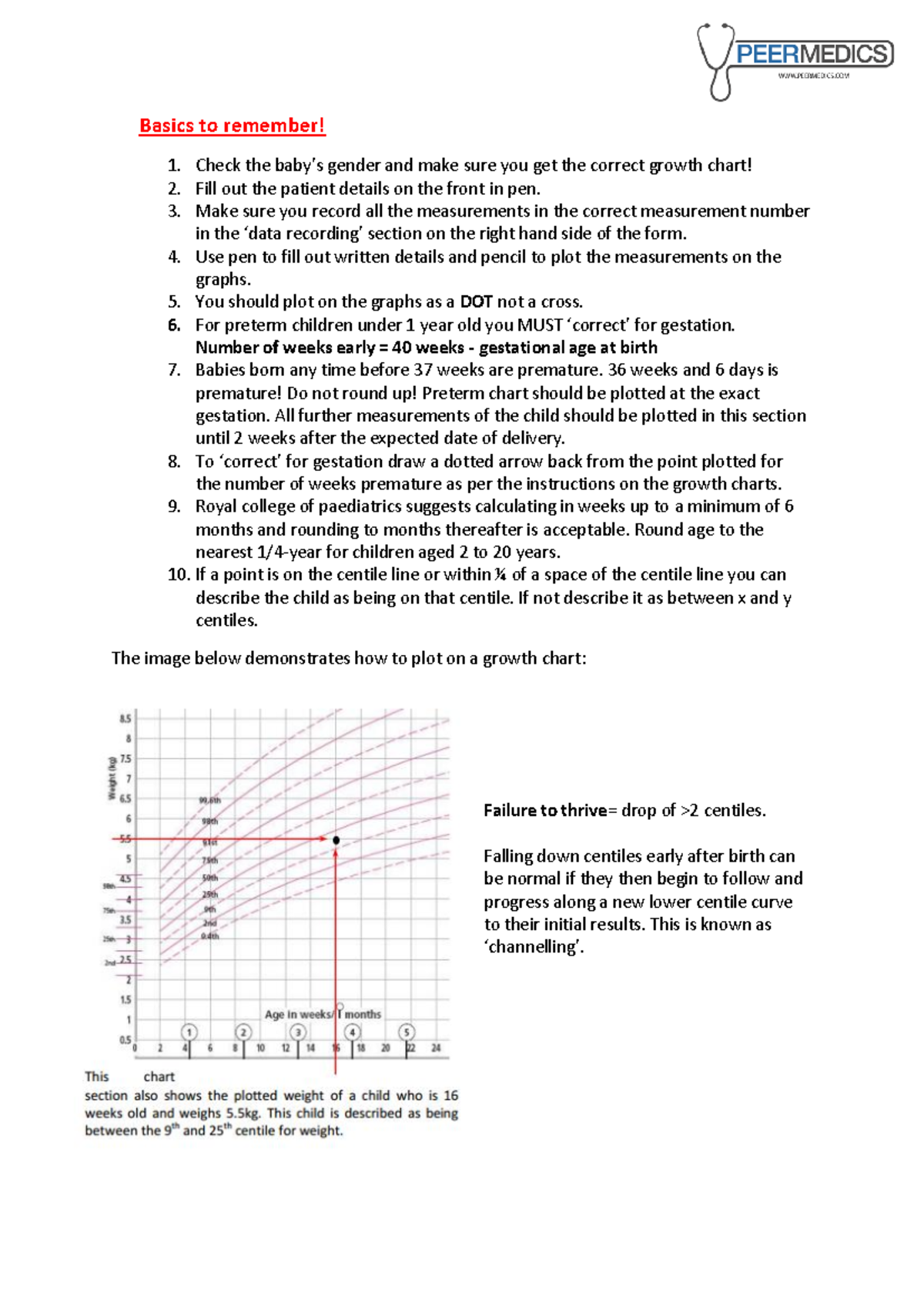 Growth Chart Plotting Instructions Handout for Pediatric Care - Studocu