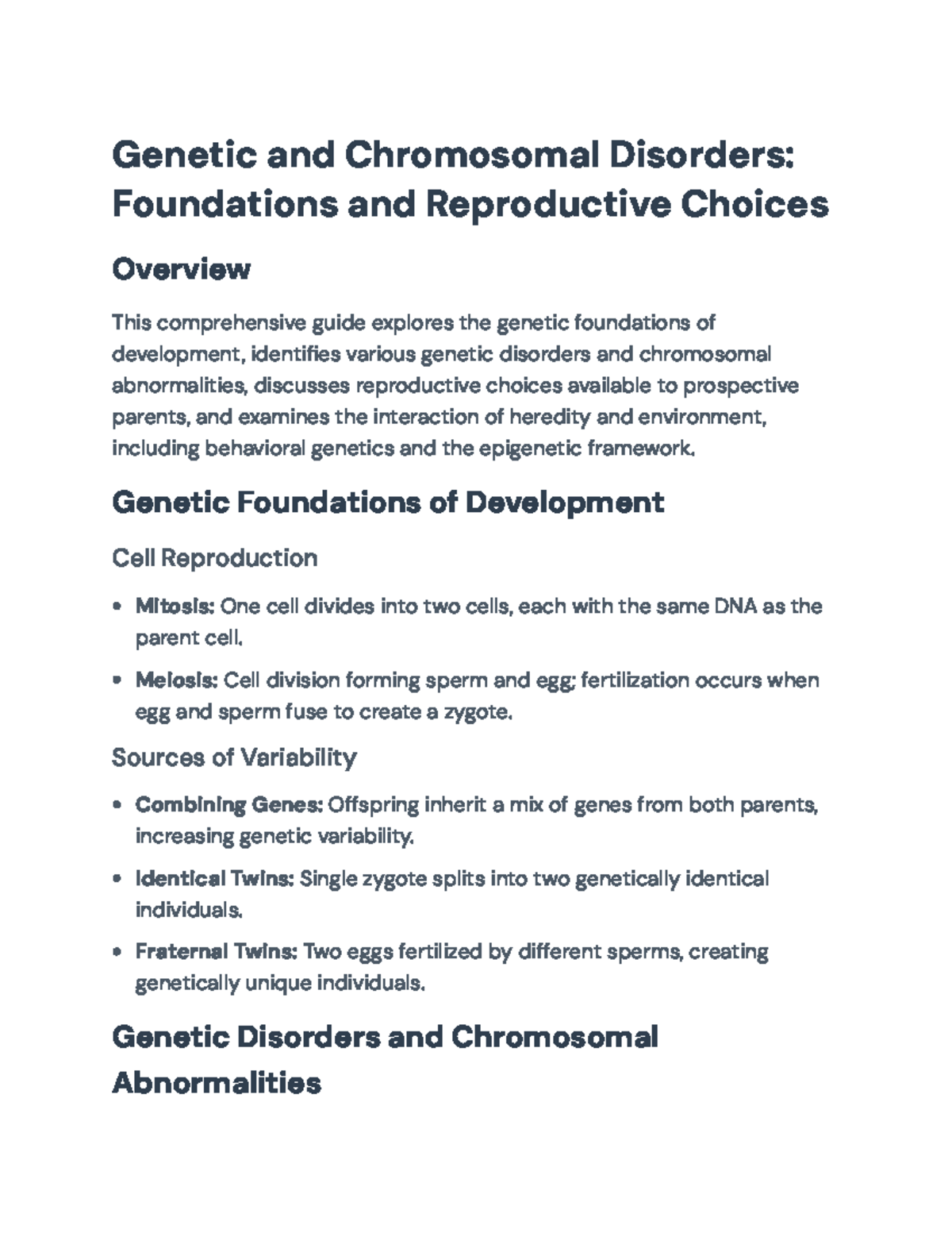 Genetic & Chromosomal Disorders: Foundations & Reproductive Choices ...