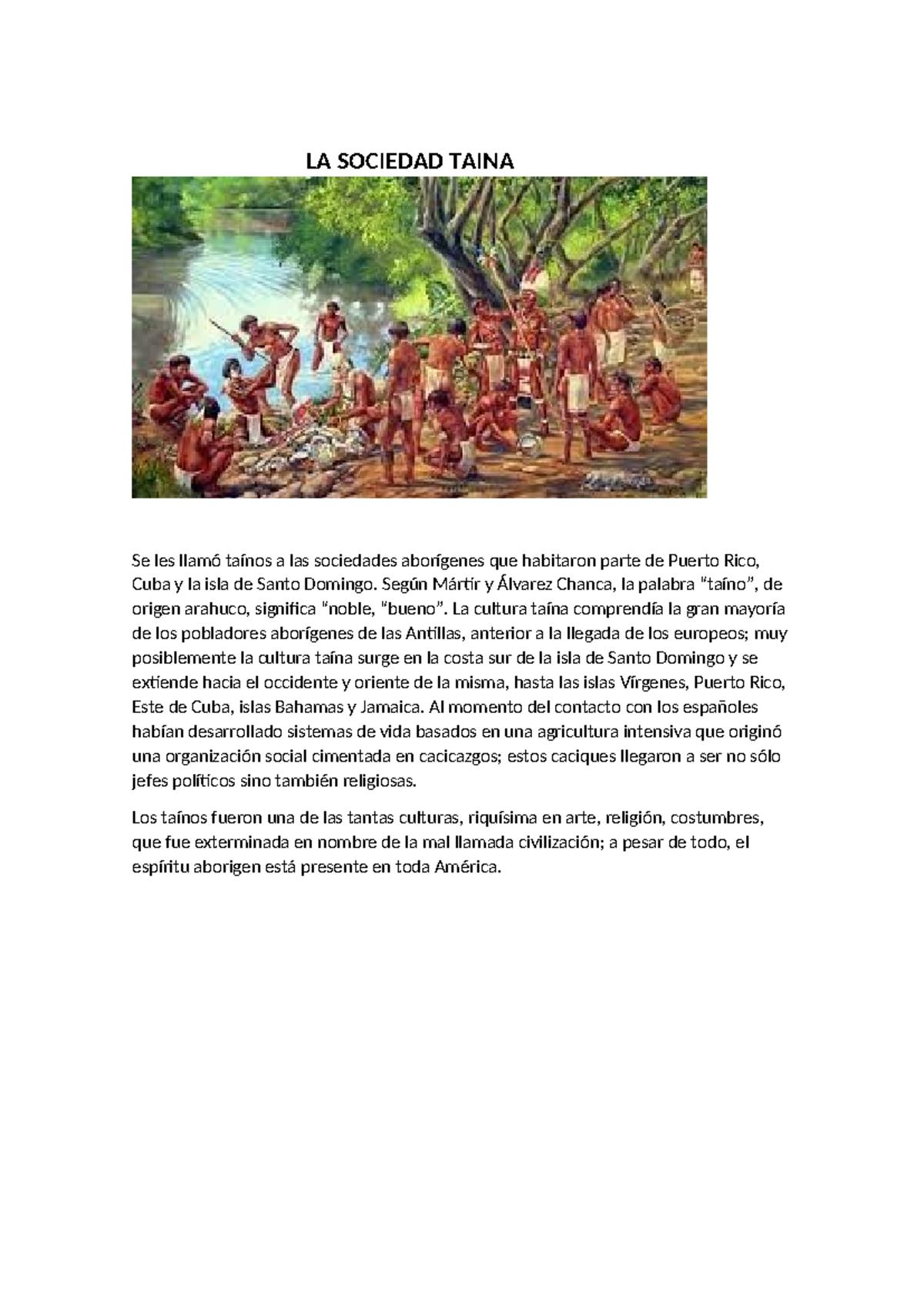 Origen y Migración de la Tribu Taína en Santo Domingo - Studocu