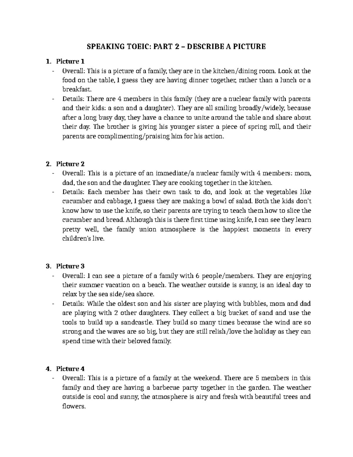 Speaking Toeic - SPEAKING TOEIC: PART 2 – DESCRIBE A PICTURE Picture 1 ...