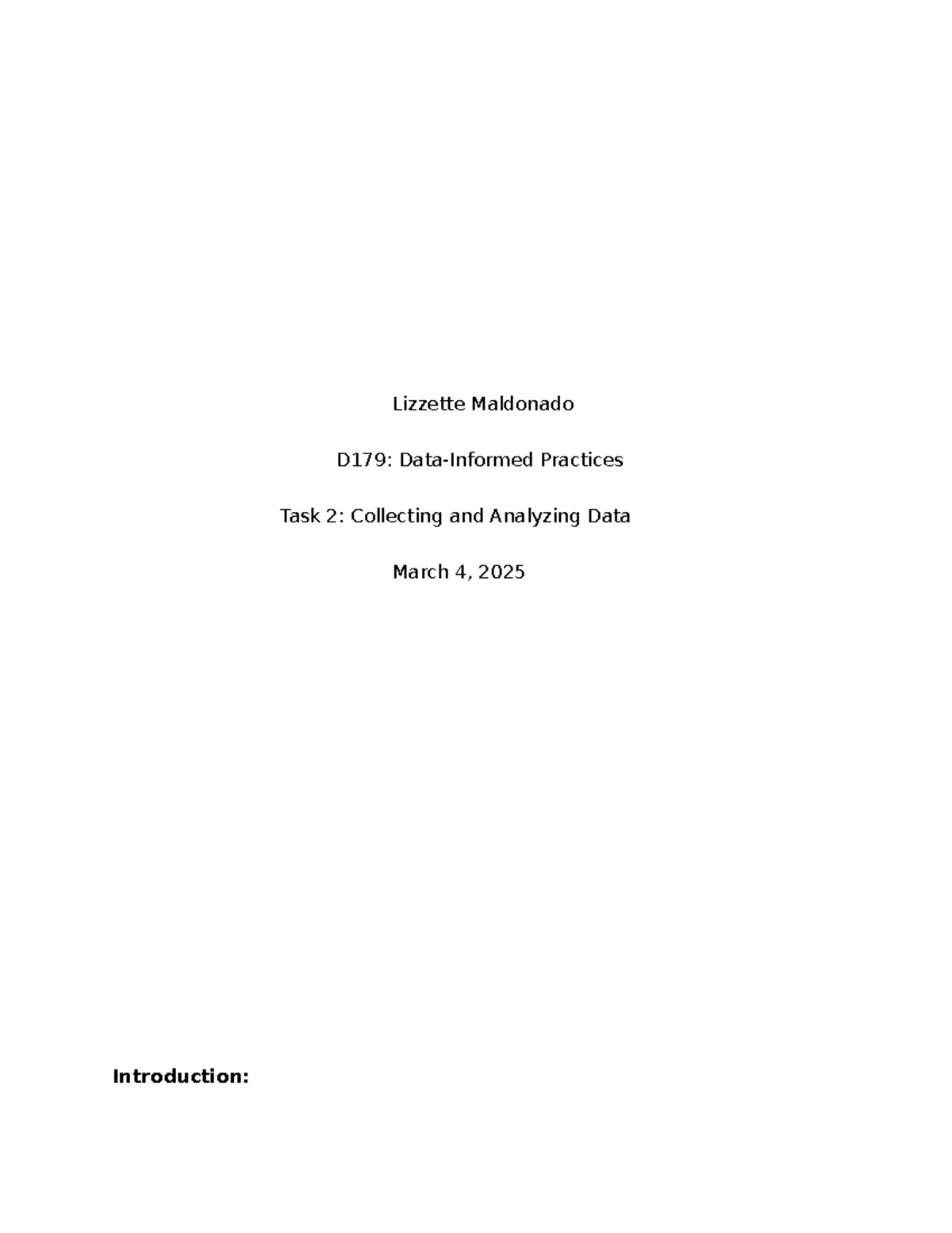 D179 Task 2: Data Collection and Analysis for Reading Improvement - Studocu
