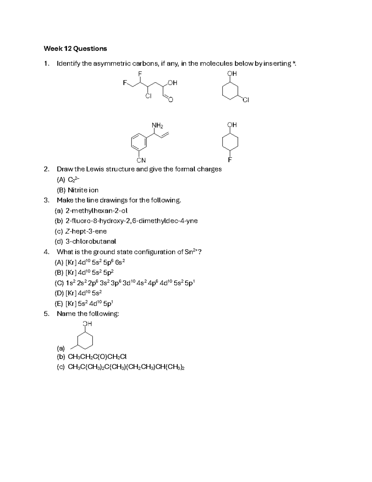 Week 12 CHEM Final Review Questions (Q1-23) - Studocu