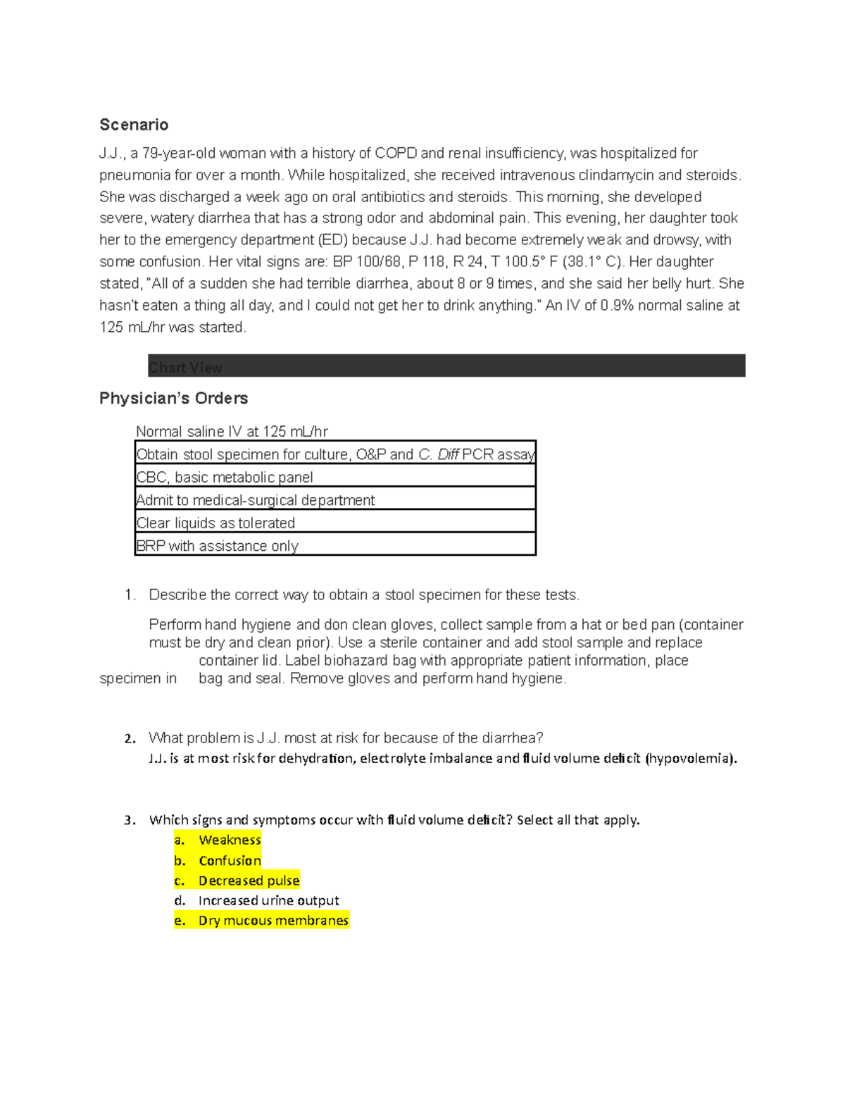 Case Study - C. Diff Infection in 79-Year-Old Patient (Nursing 101 ...