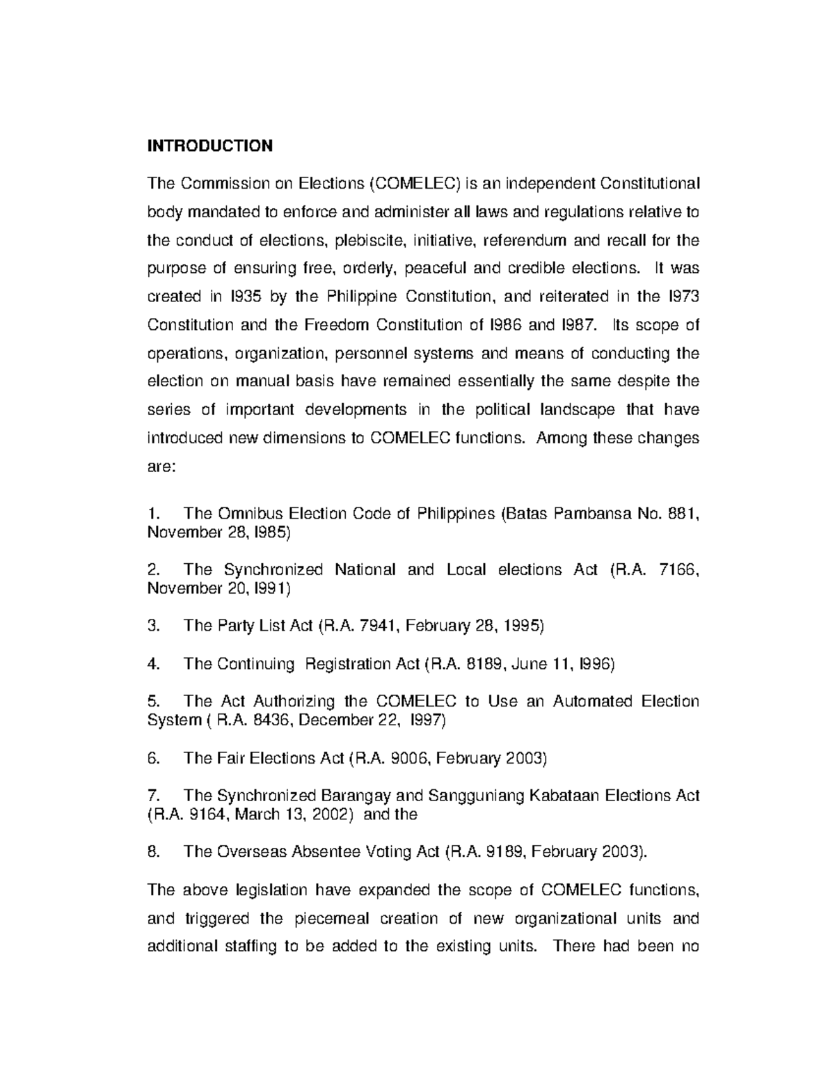 Assessment of Capacity Building in COMELEC's Modernization Program ...