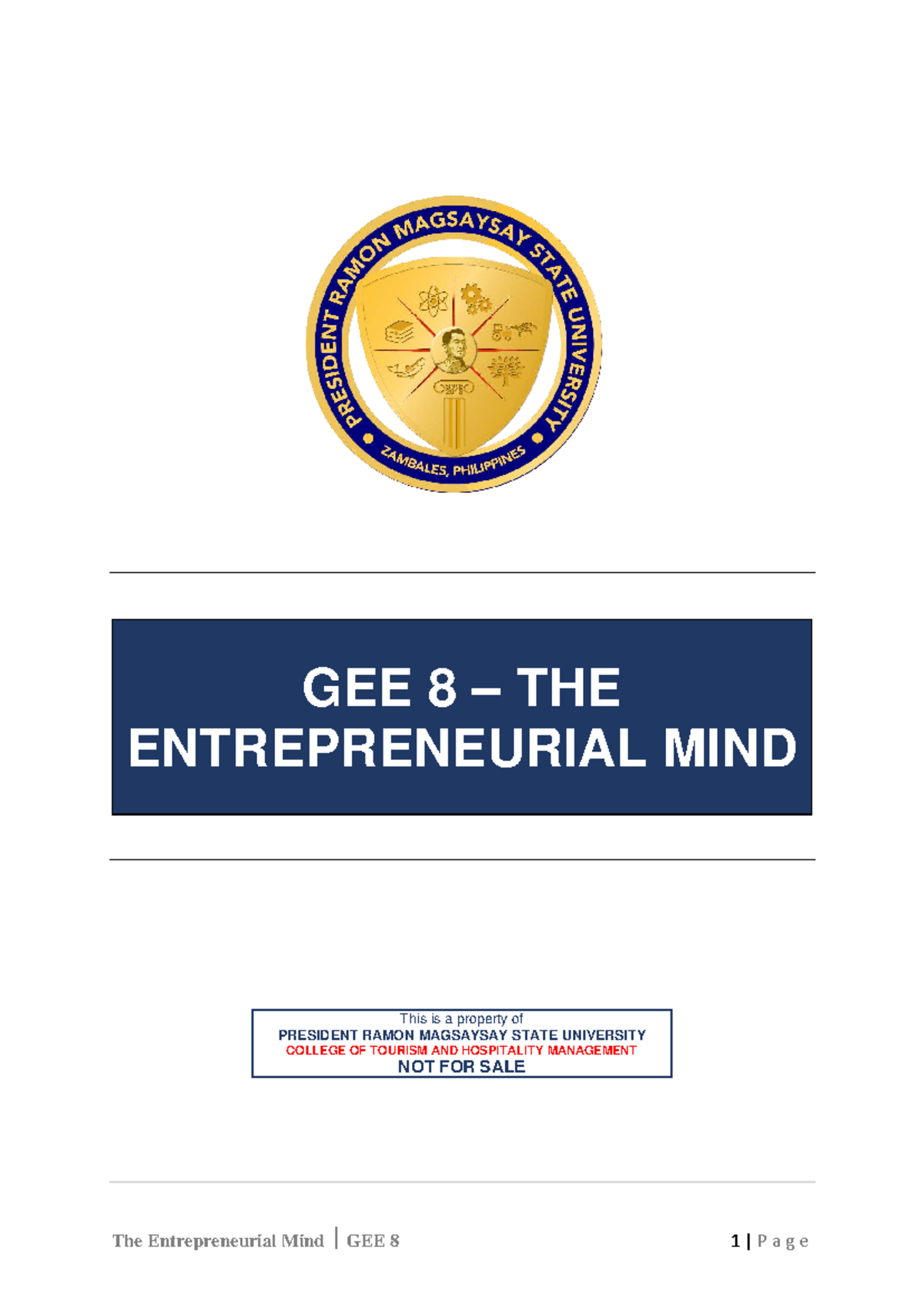 GEE 8: The Entrepreneurial Mind - Course Overview and Key Concepts ...