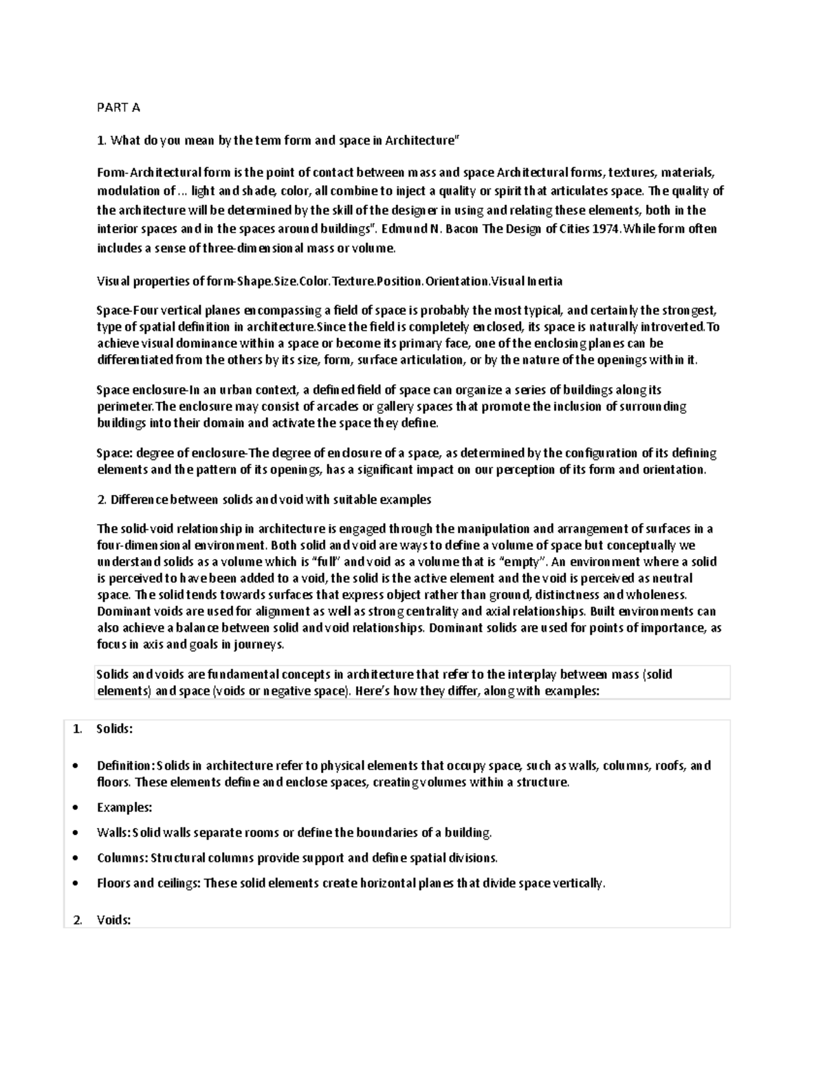 ARCH 101: Form and Space in Architecture - Answer Key 2024 - Studocu