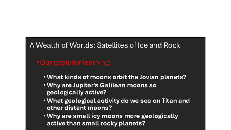 A Wealth of Worlds: Geology of Jovian Moons and Rings (ASTR 101) - Studocu