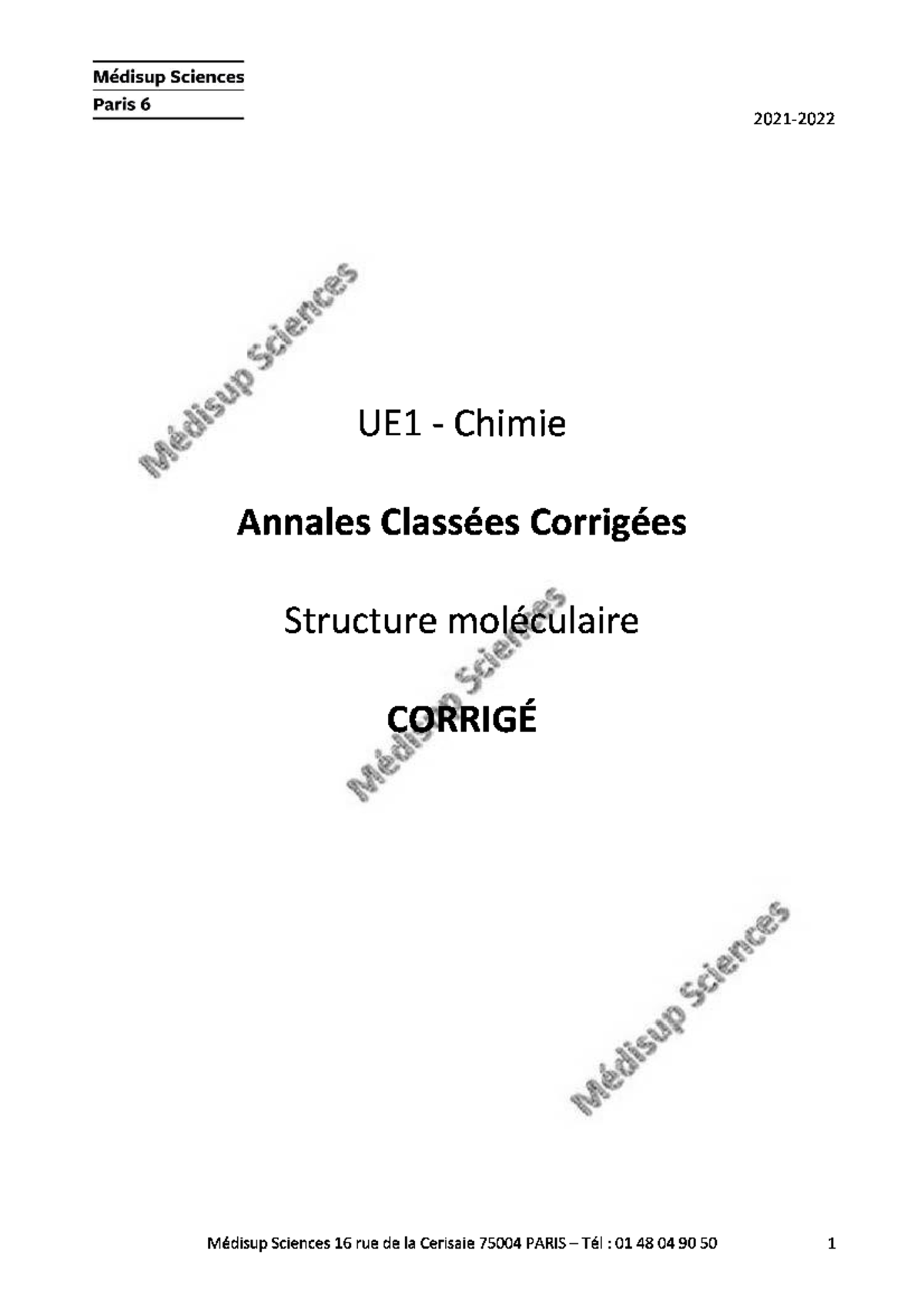 Structure moléculaire corrigé - Chimie Organique - Studocu