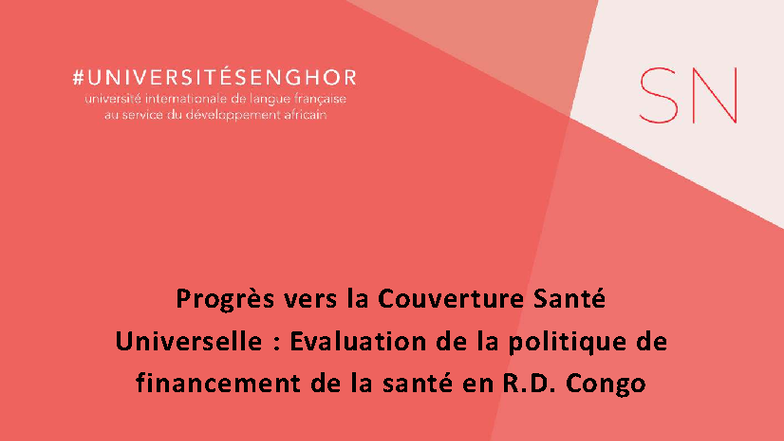 Évaluation de la Politique de Financement de la Santé en RDC pour la ...