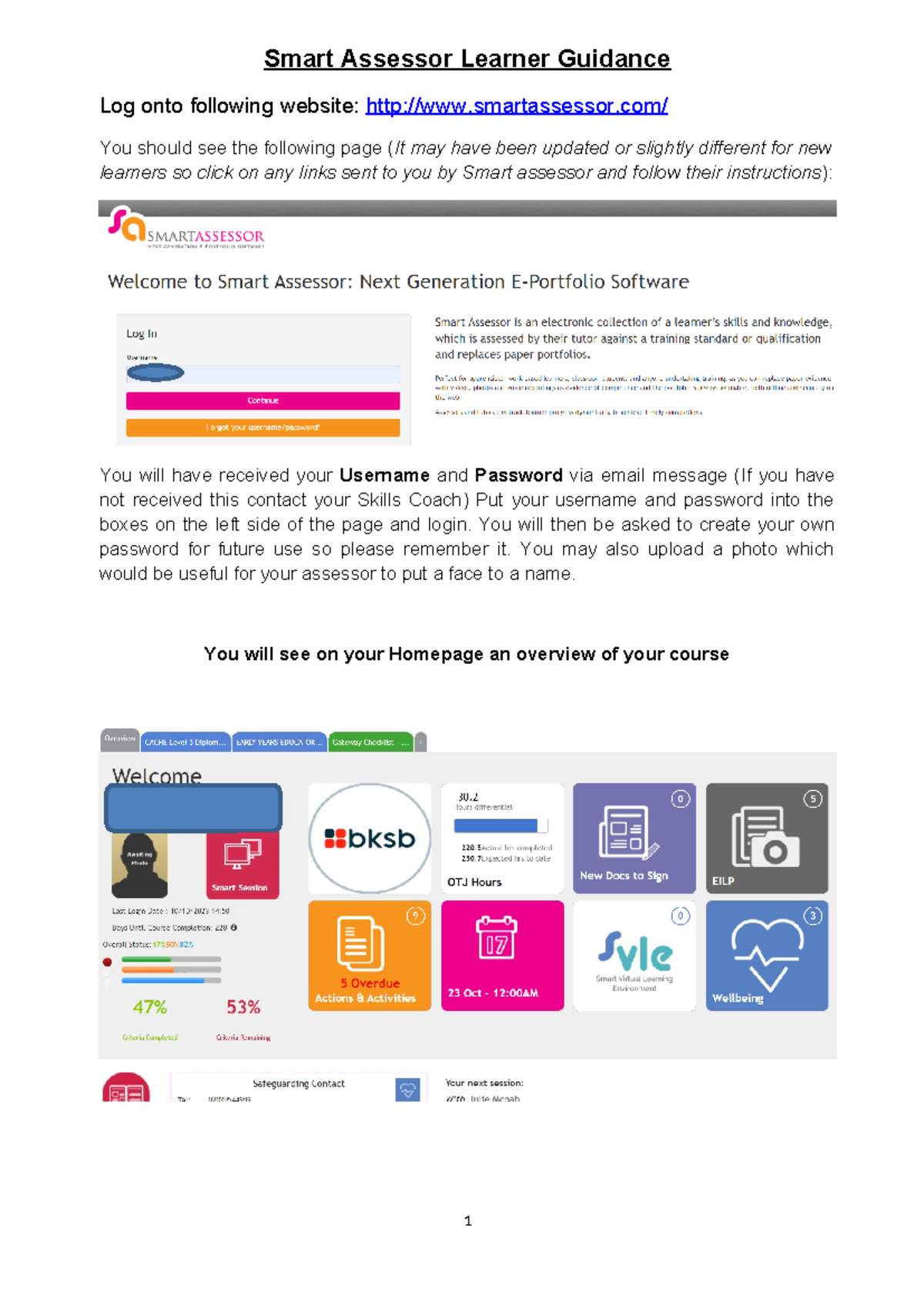 Smart Assessor Learner Guidance - Login Instructions & Tips (Oct 2024) - Studocu