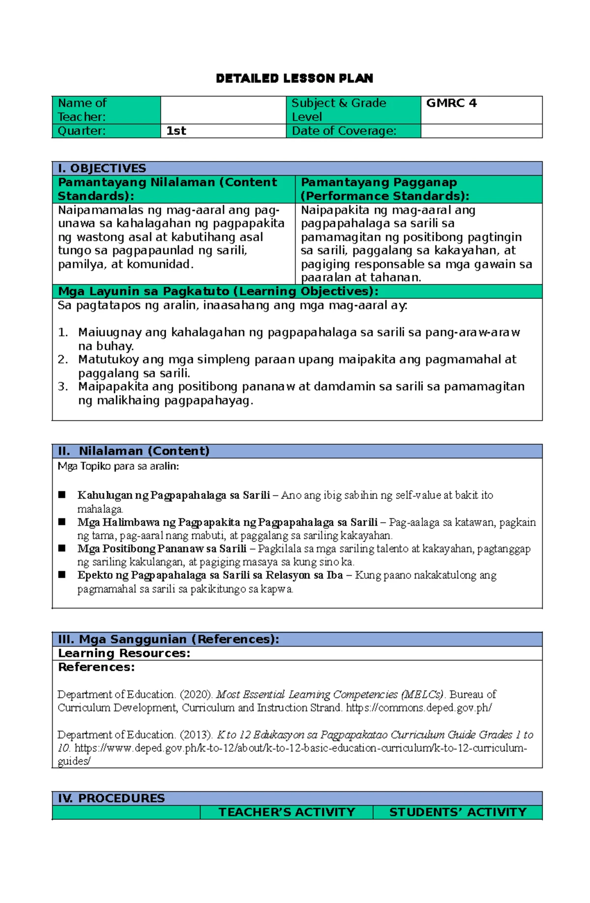 T5-EPP4-Q1 - Detailed Lesson Plan on Internet Safety for Grade 4 - Studocu
