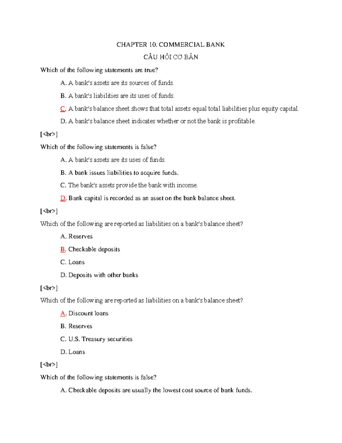 CHAPTER 10. COMMERCIAL BANK: KAHOOT QUESTIONS & ANSWERS - Studocu