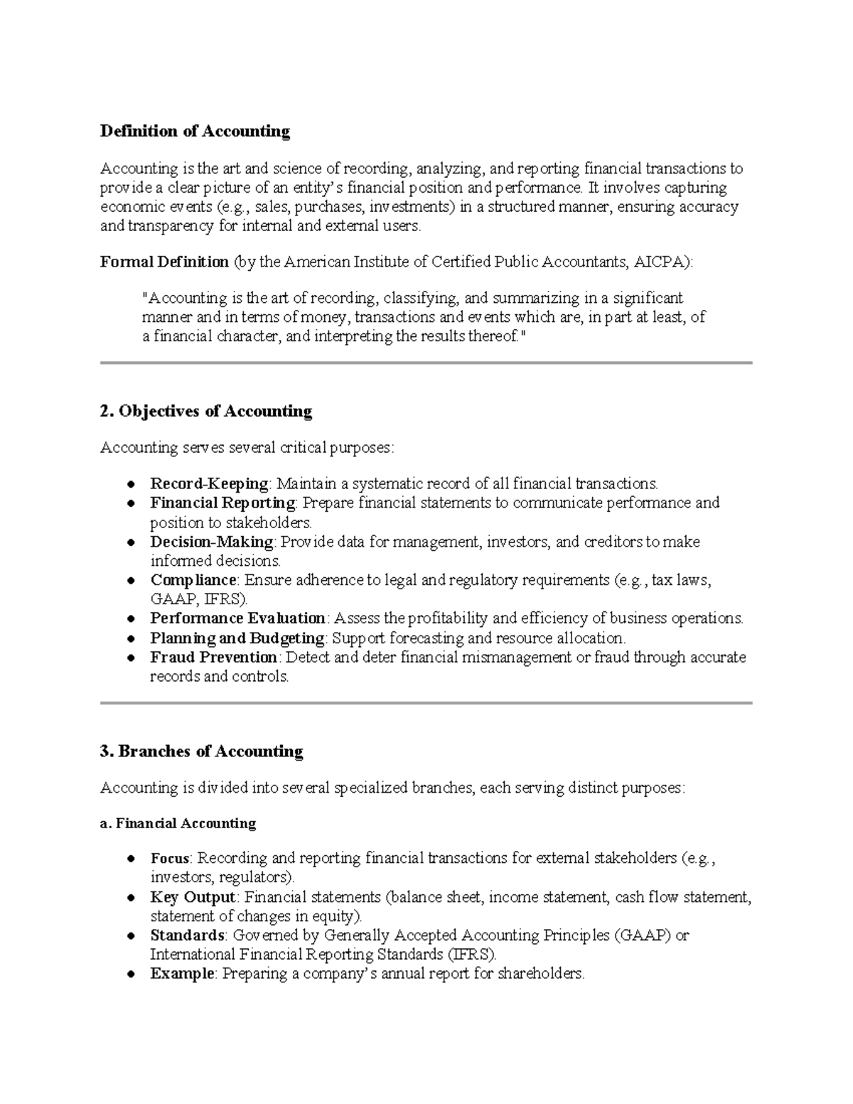 Accounting Concepts: Definition, Objectives, and Branches - Studocu