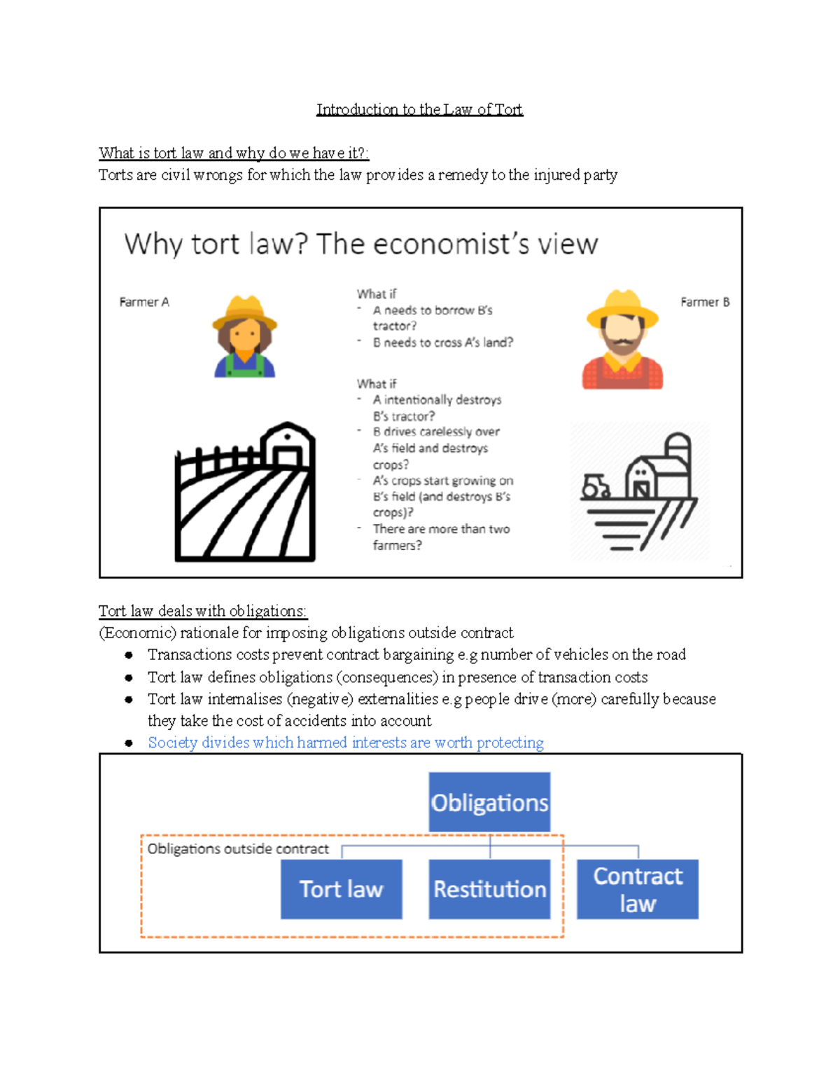 Tort Law Overview - Introduction Lecture Notes - Studocu