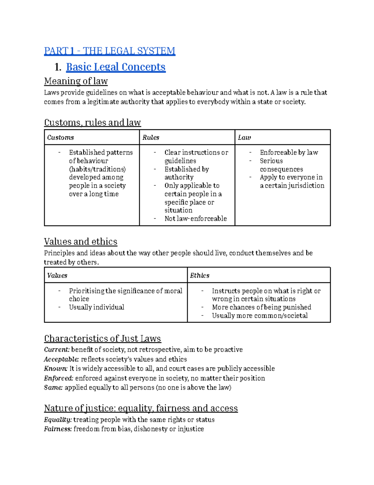 Legal System Overview: Basic Concepts and Principles (LAWS101) - Studocu