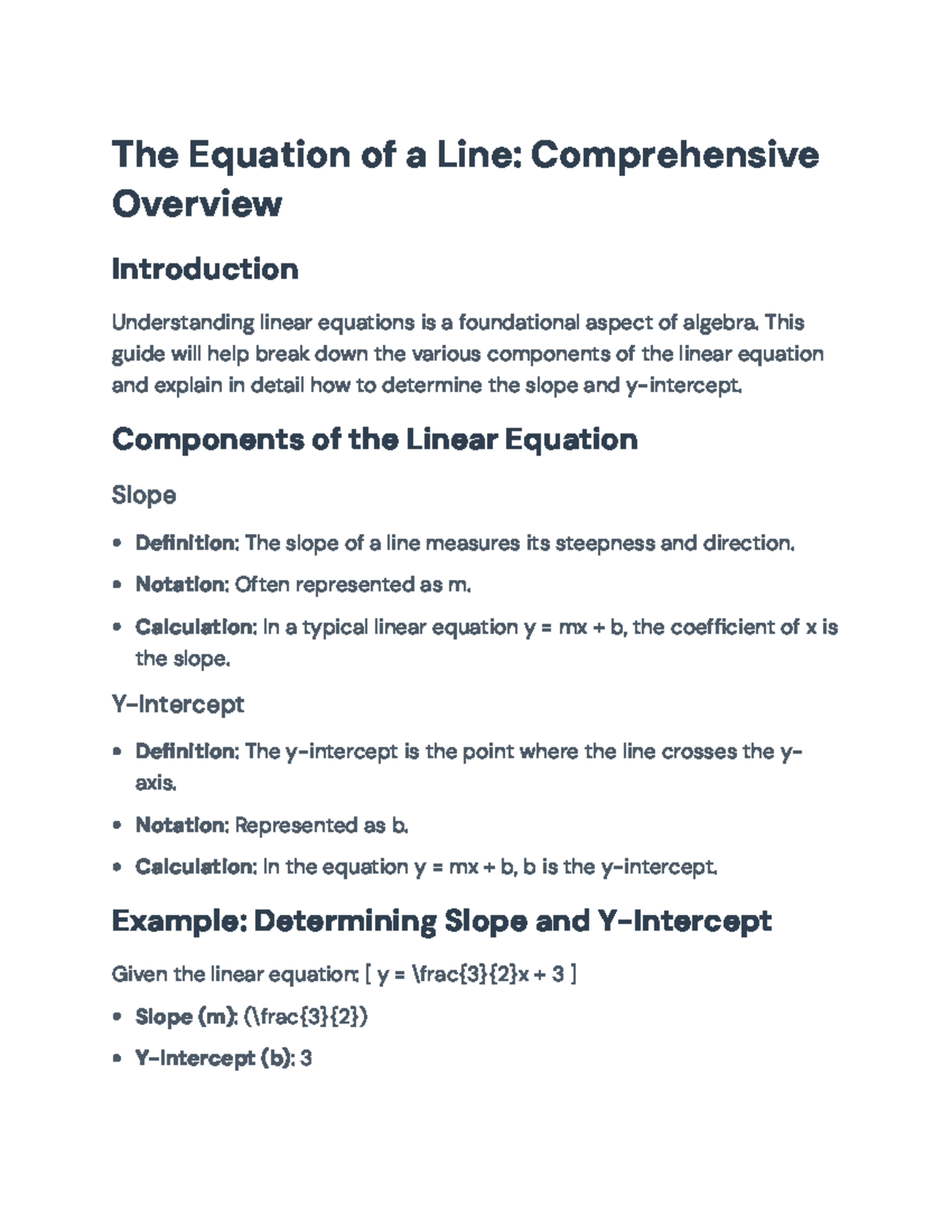 Linear Equations: Understanding Slope and Y-Intercept in Algebra - The ...