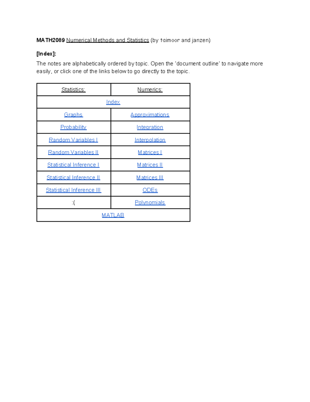 MATH2089-2 - Comprehensive Notes on Numerical Methods & Stats - Studocu
