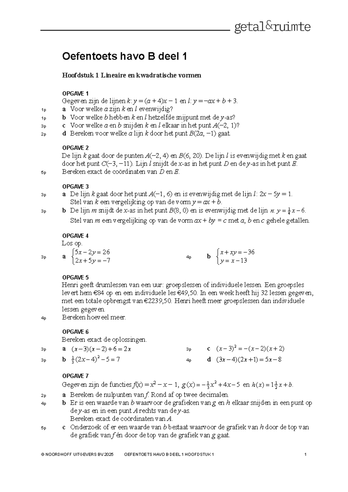 GR13 HB1 H01 Oefentoets: Lineaire en Kwadratische Vormen - Studeersnel
