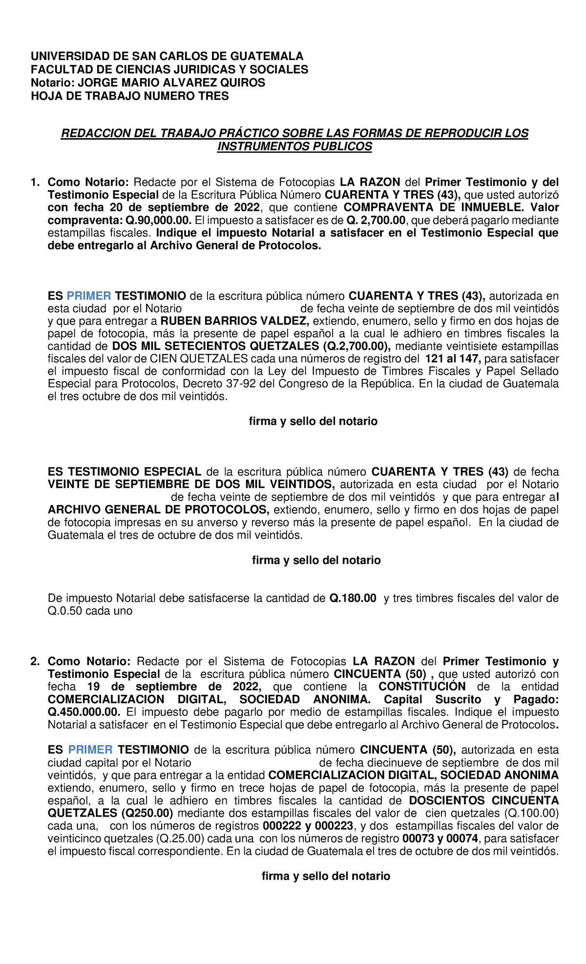 Trabajo Práctico - Ejemplos de Documentos Notariales (Cód. 2022) - Studocu