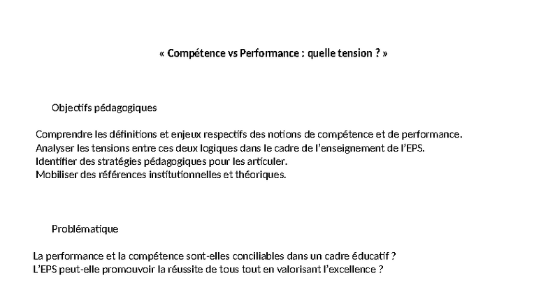 Compétence vs Performance : Tensions et Stratégies Pédagogiques - Studocu
