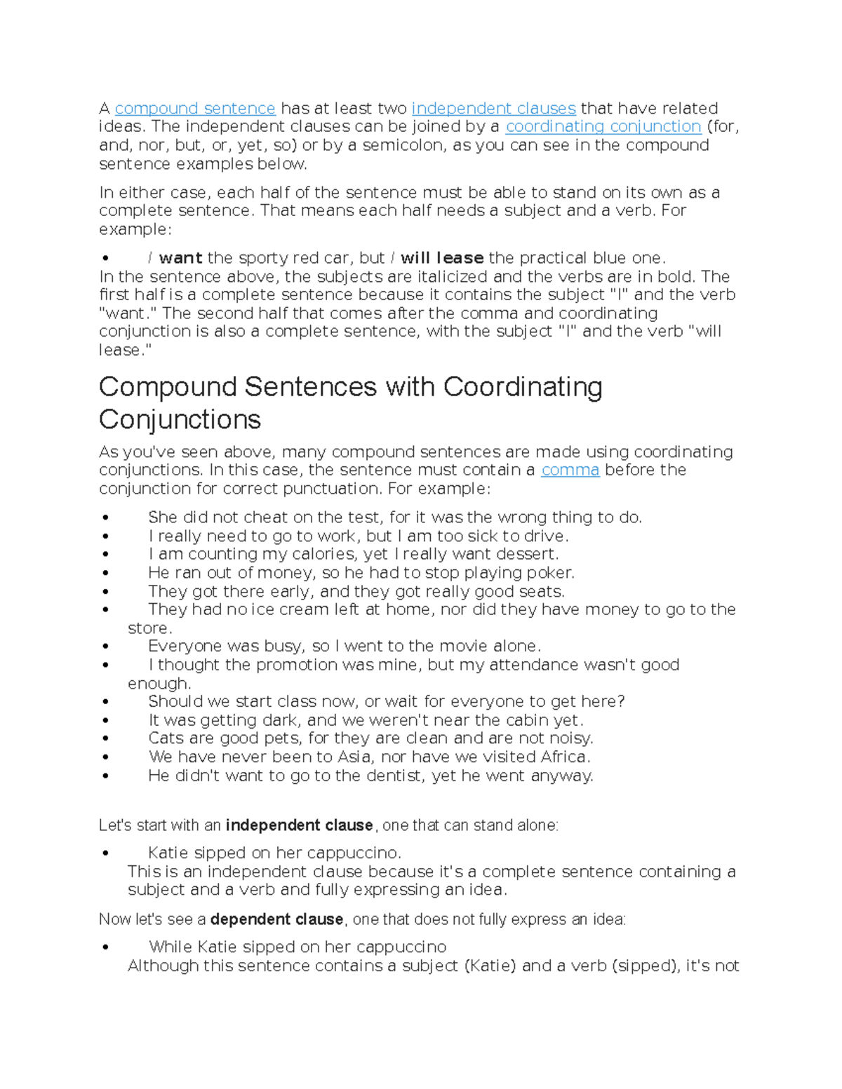 Compund complex sentences - A compound sentence has at least two ...