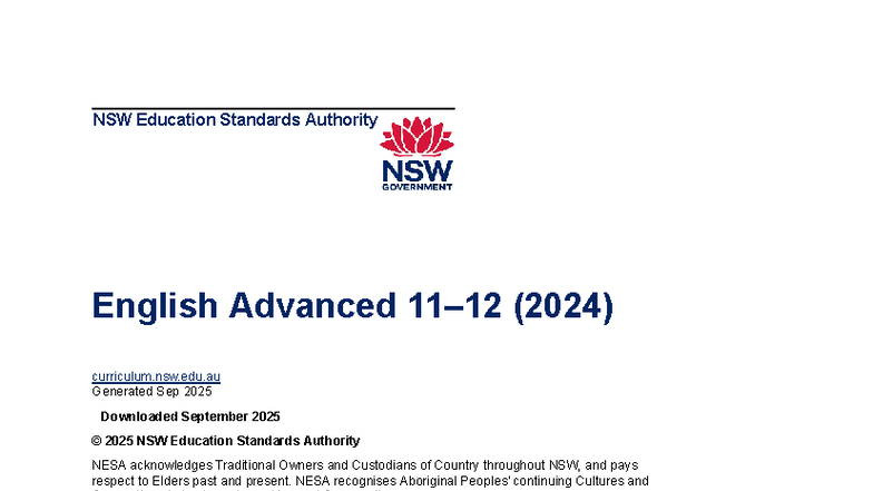 English Advanced Syllabus (2024) - NSW Curriculum Overview - Studocu