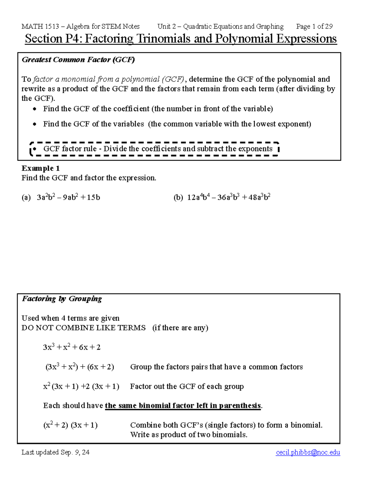 MATH 1513 Algebra for STEM Notes: Unit 2 - Quadratic Equations ...