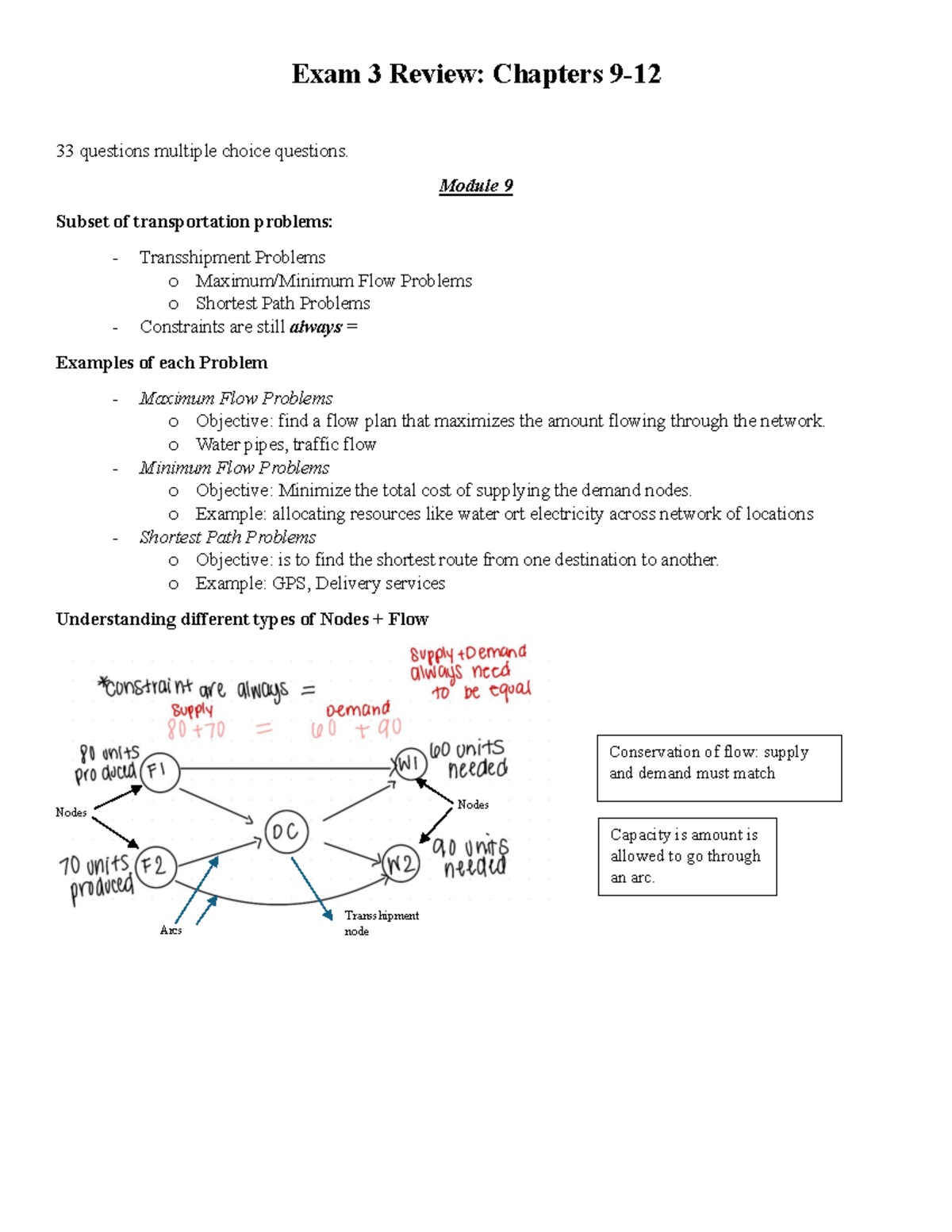 QMB Exam 3 Review: Transportation Problems & Nonlinear Programming ...