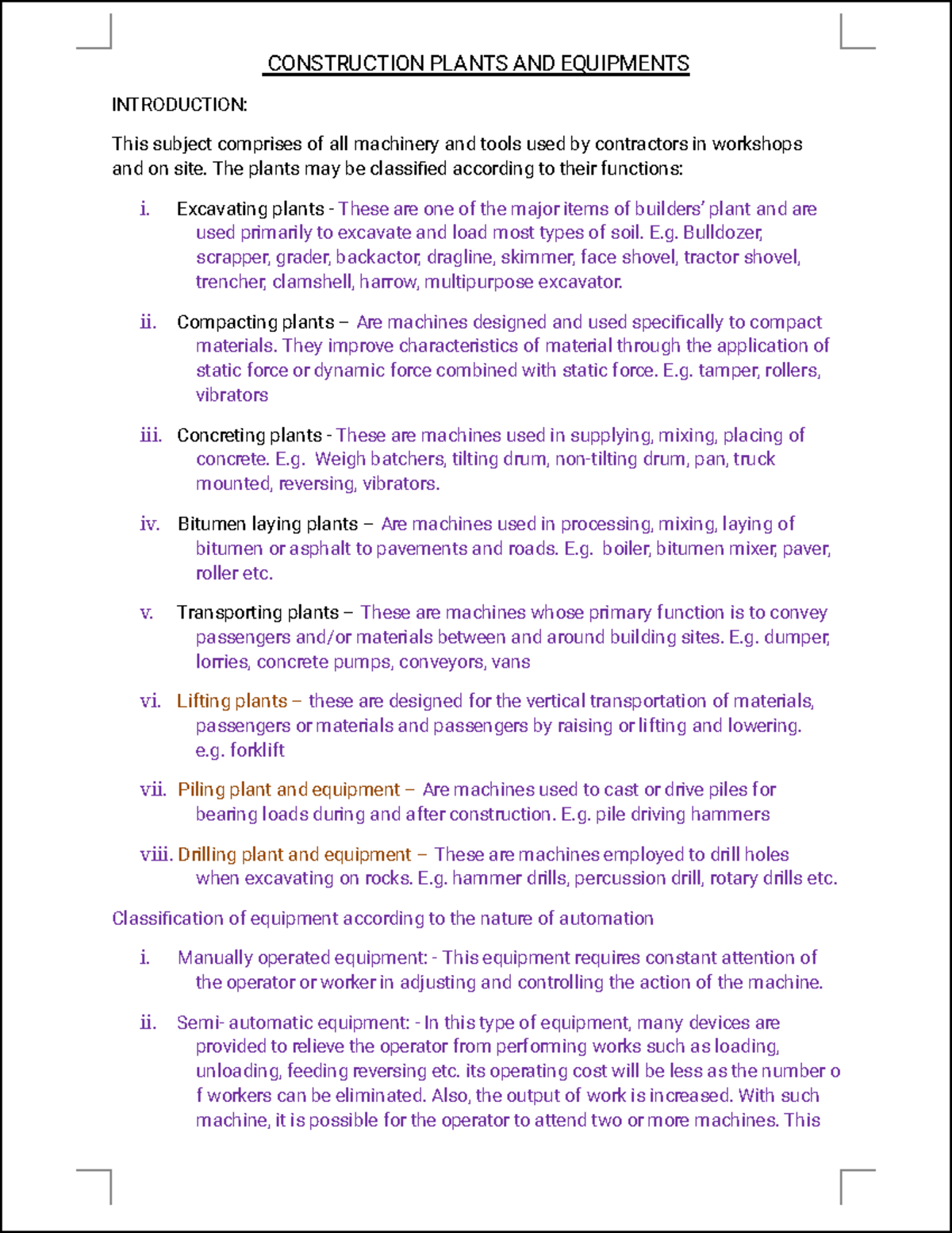 Construction Plants and Equipment Overview (Course Code: 836622468 ...