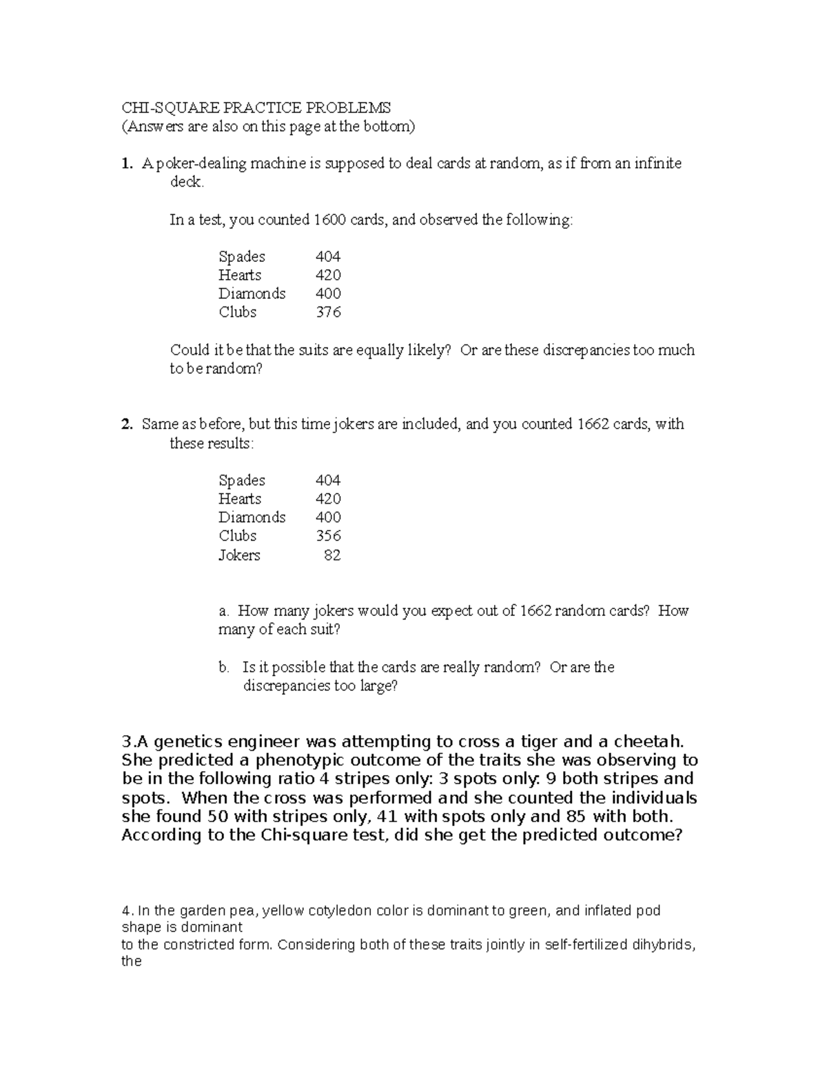Chi-square practice problems doc - CHI-SQUARE PRACTICE PROBLEMS ...