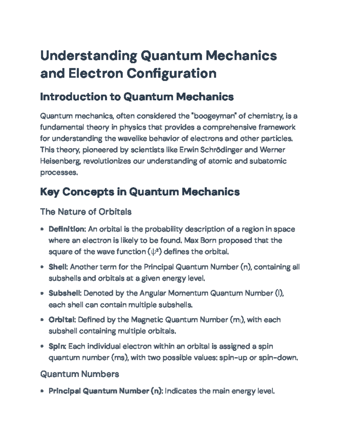 Quantum Mechanics and Electron Configuration Overview - Understanding ...