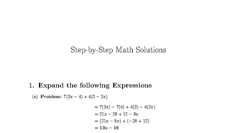 Math Solutions 1: Expansion, Factorization & Identities Notes - Studocu