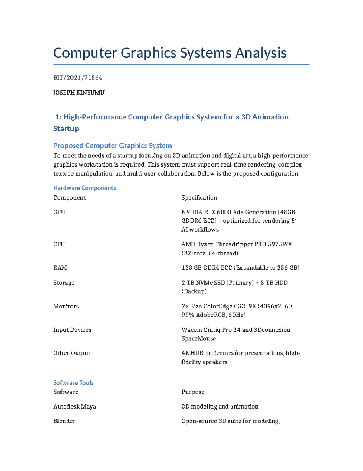Graphics System Analysis for 3D Animation & VR Visualization - Studocu