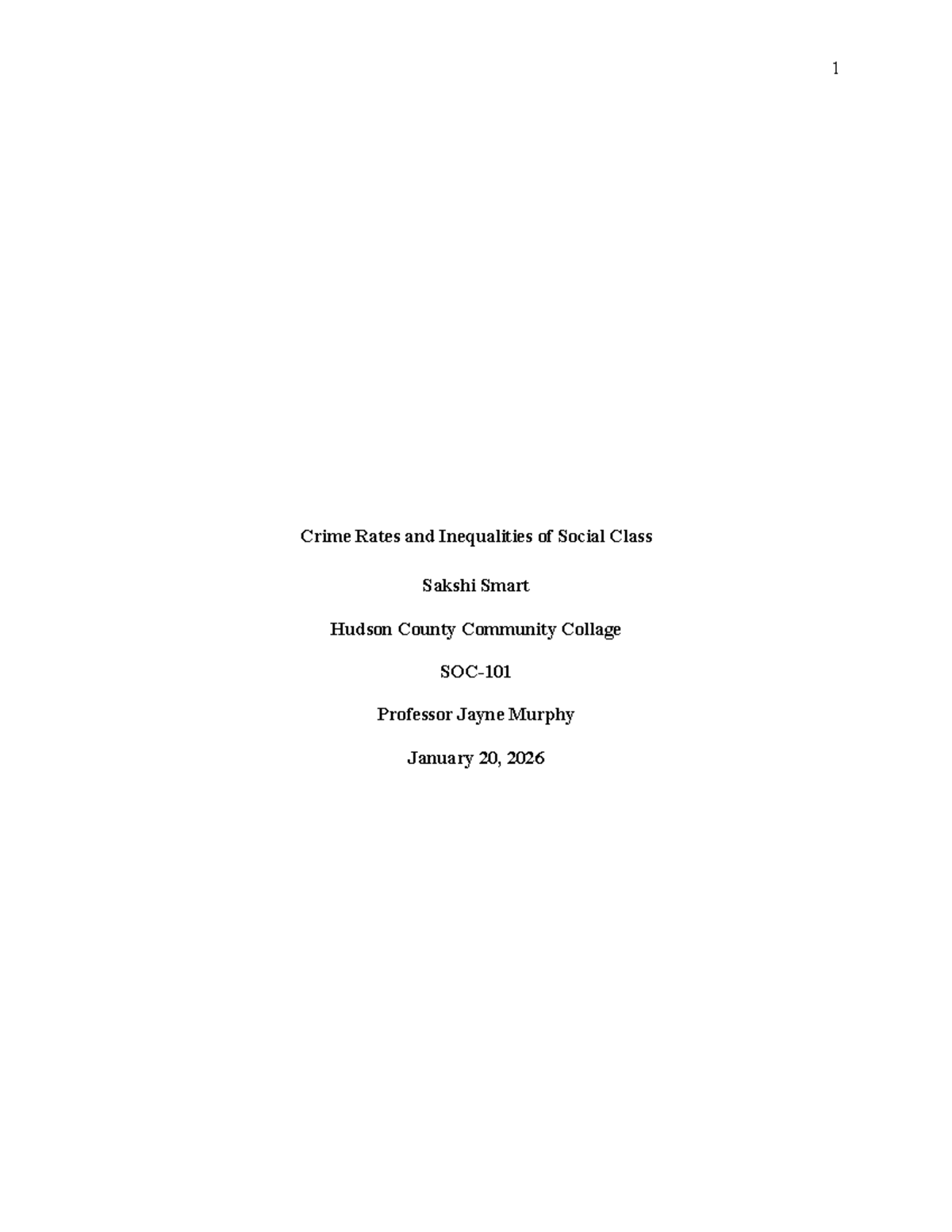 CRJ 101: Crime Rates & Social Class Inequalities - A Comprehensive ...
