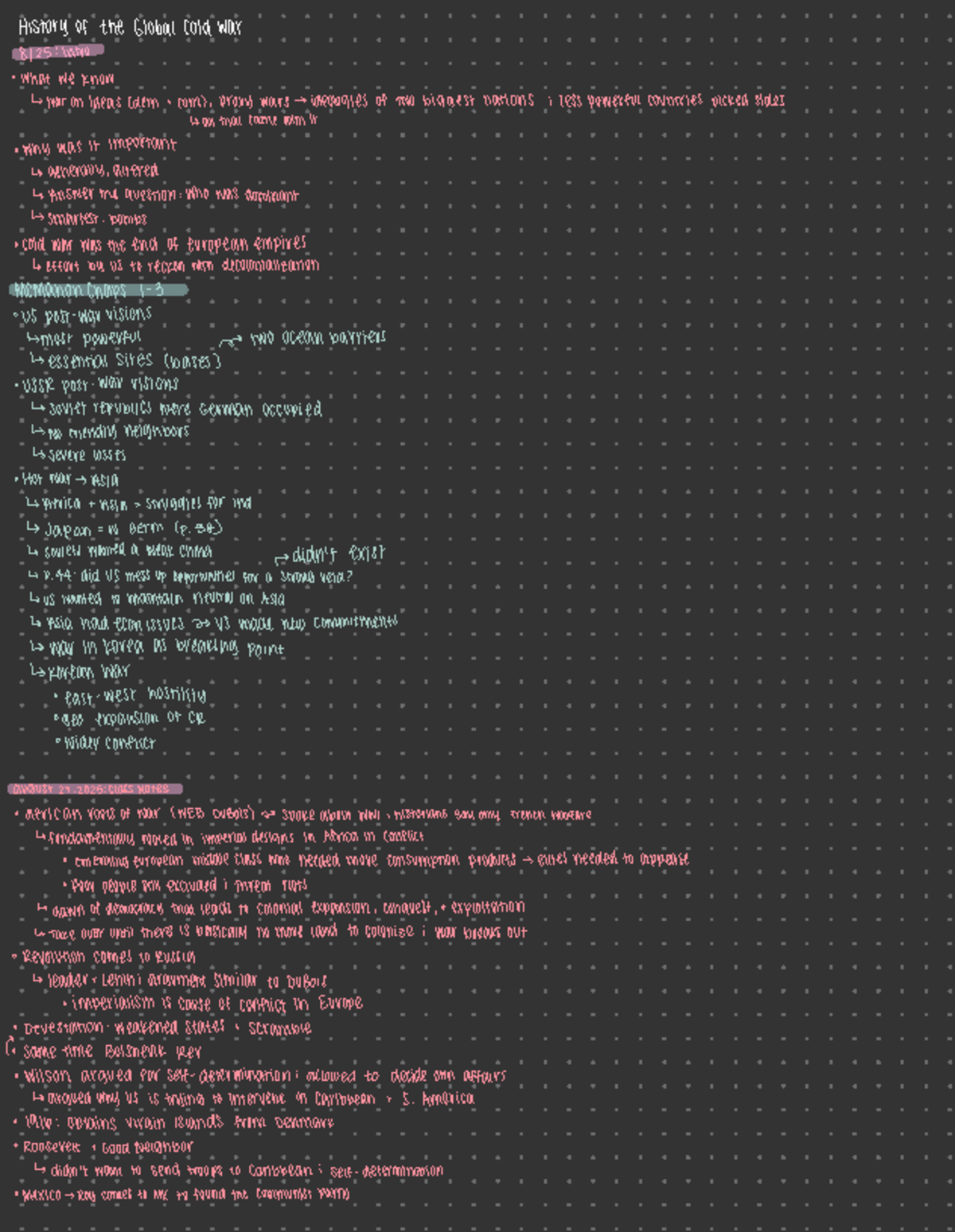 Class Notes on Cold War Historiography and Key Theories (HIST 202 ...