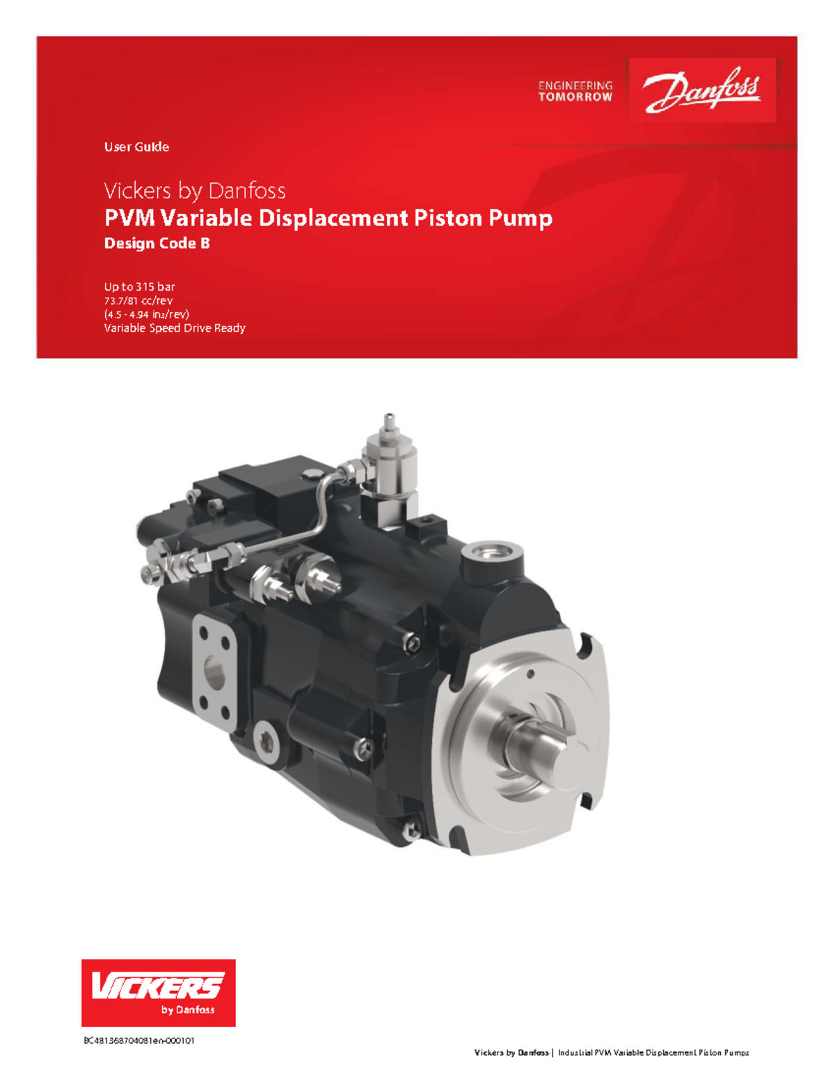 User Guide for Vickers Danfoss PVM Variable Displacement Pumps (Code B ...