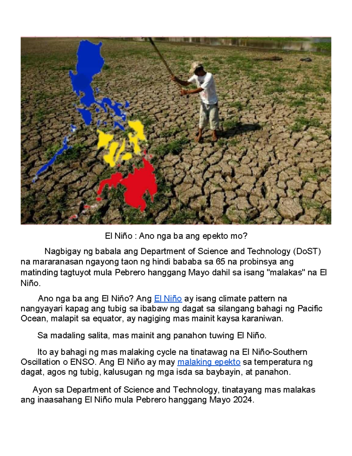 Science NEWS-EL NINO - el nino - El Niño : Ano nga ba ang epekto mo ...