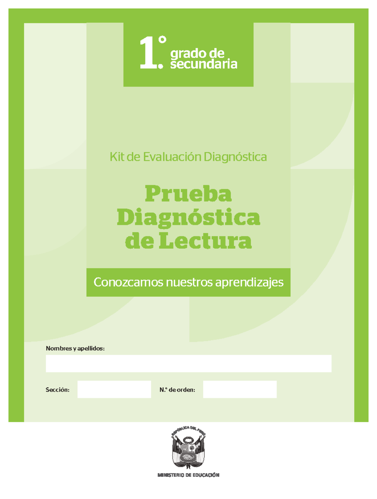 1 Grado de Secundaria: Evaluación Diagnóstica de Lectura y Experimentos ...