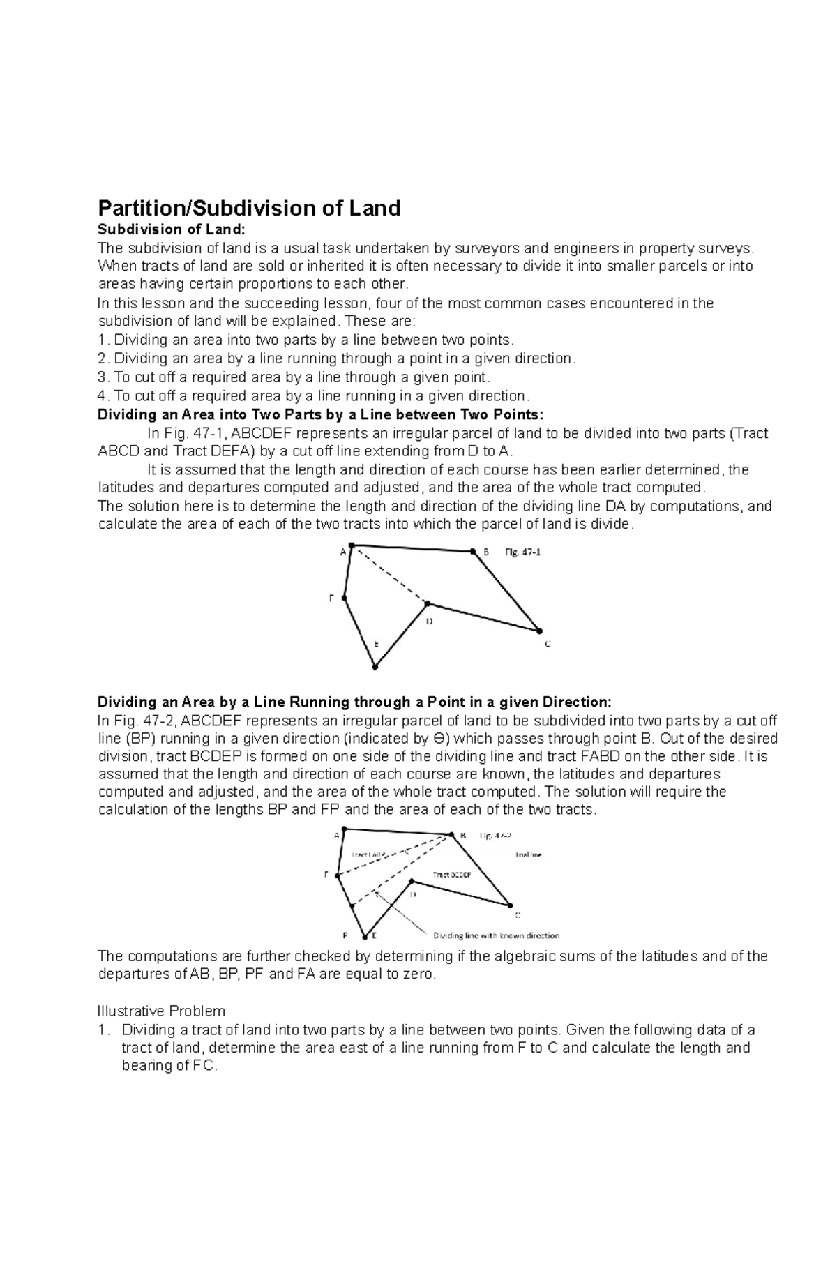 IM-13 Lesson on Subdivision of Land in Surveying Techniques - Studocu