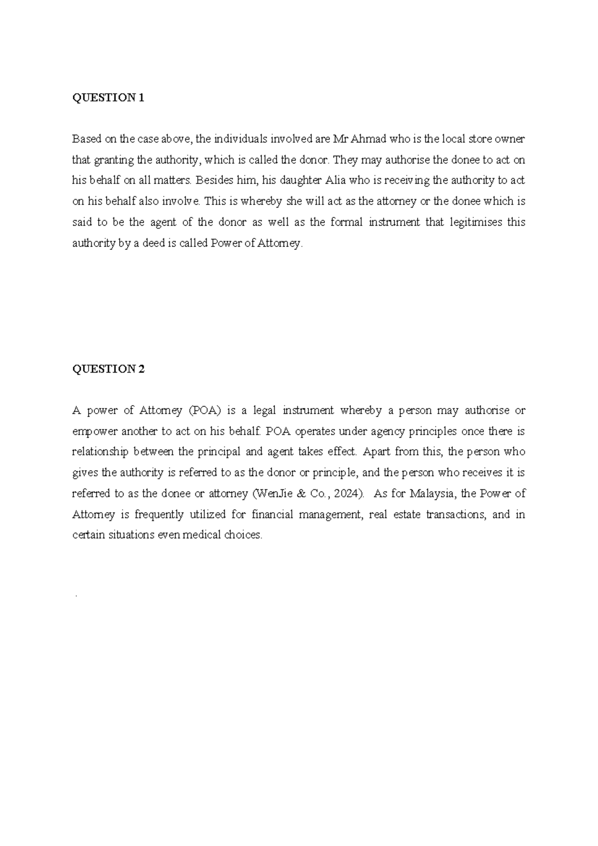 Power of Attorney Case Study: Mr. Ahmad and Alia's Authority (669 ...